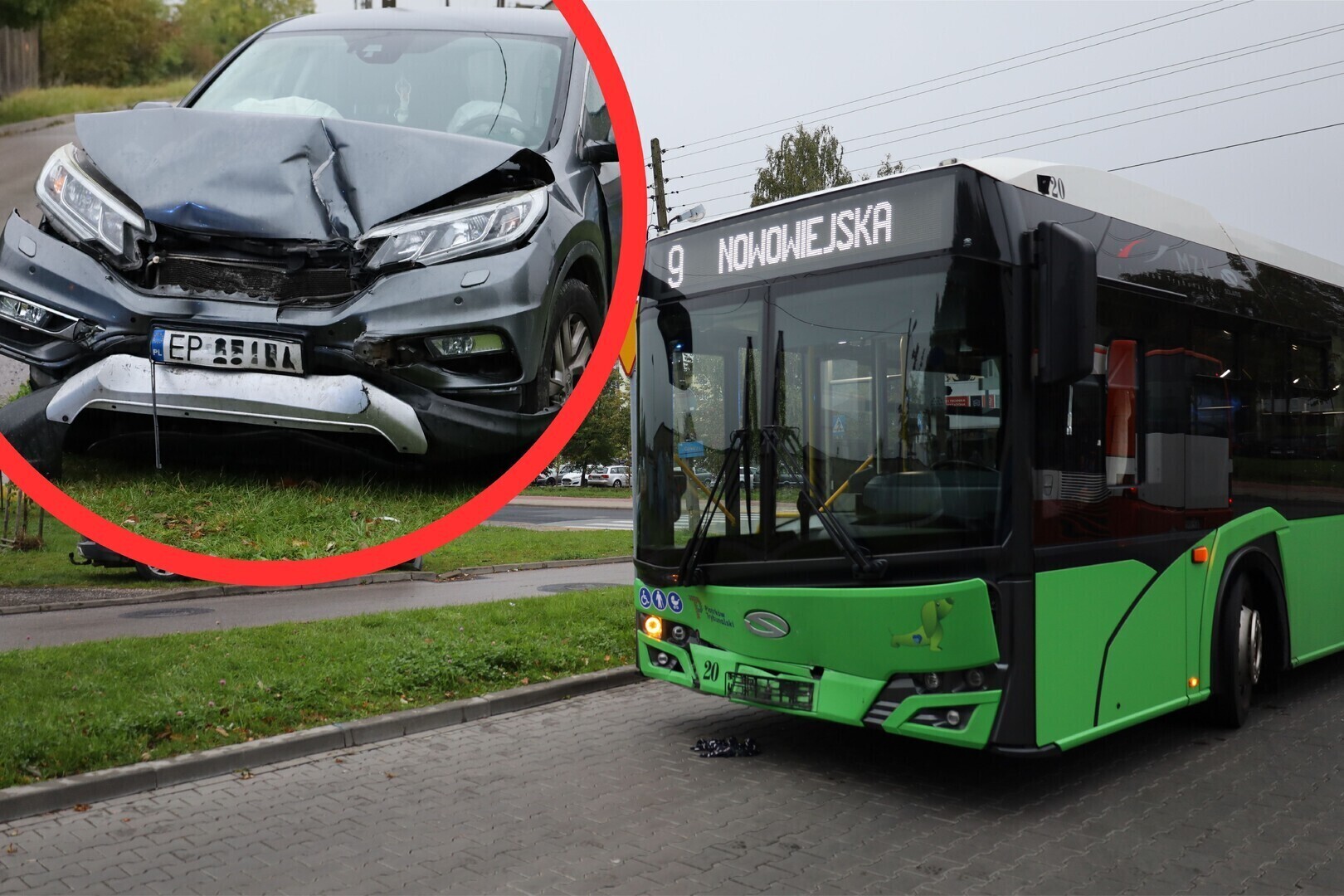 Zderzenie osobówki z autobusem MZK - ePiotrkow.pl